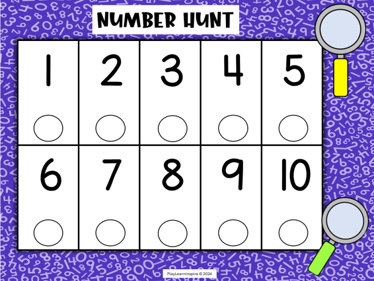 Math Number Hunt Activity (Free Worksheet) - Play Learn Inspire