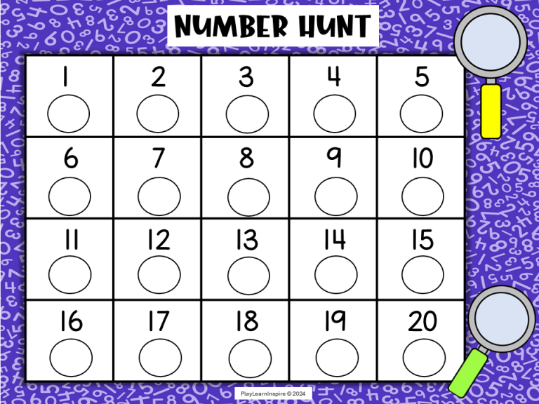 Math Number Hunt Activity (Free Worksheet) - Play Learn Inspire
