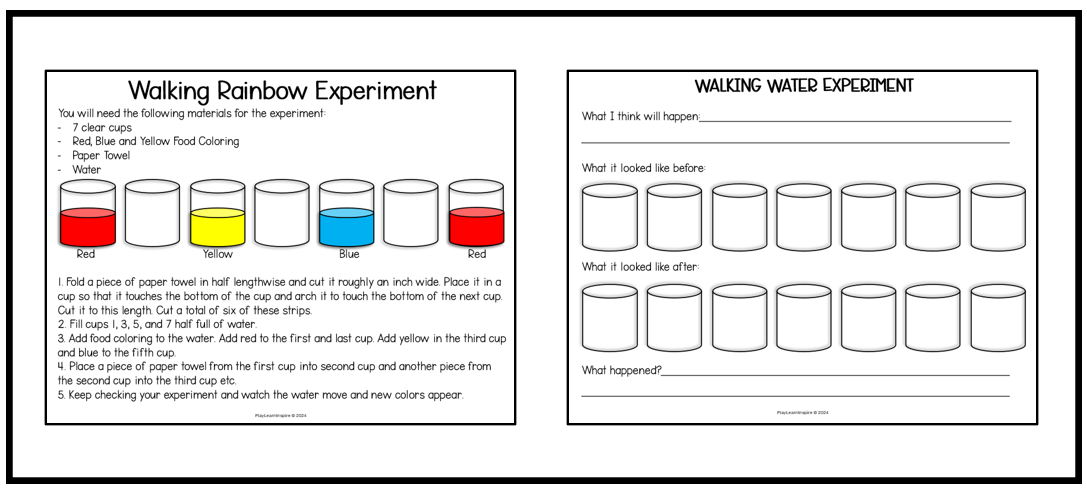 Walking Rainbow Experiment +Free Printable