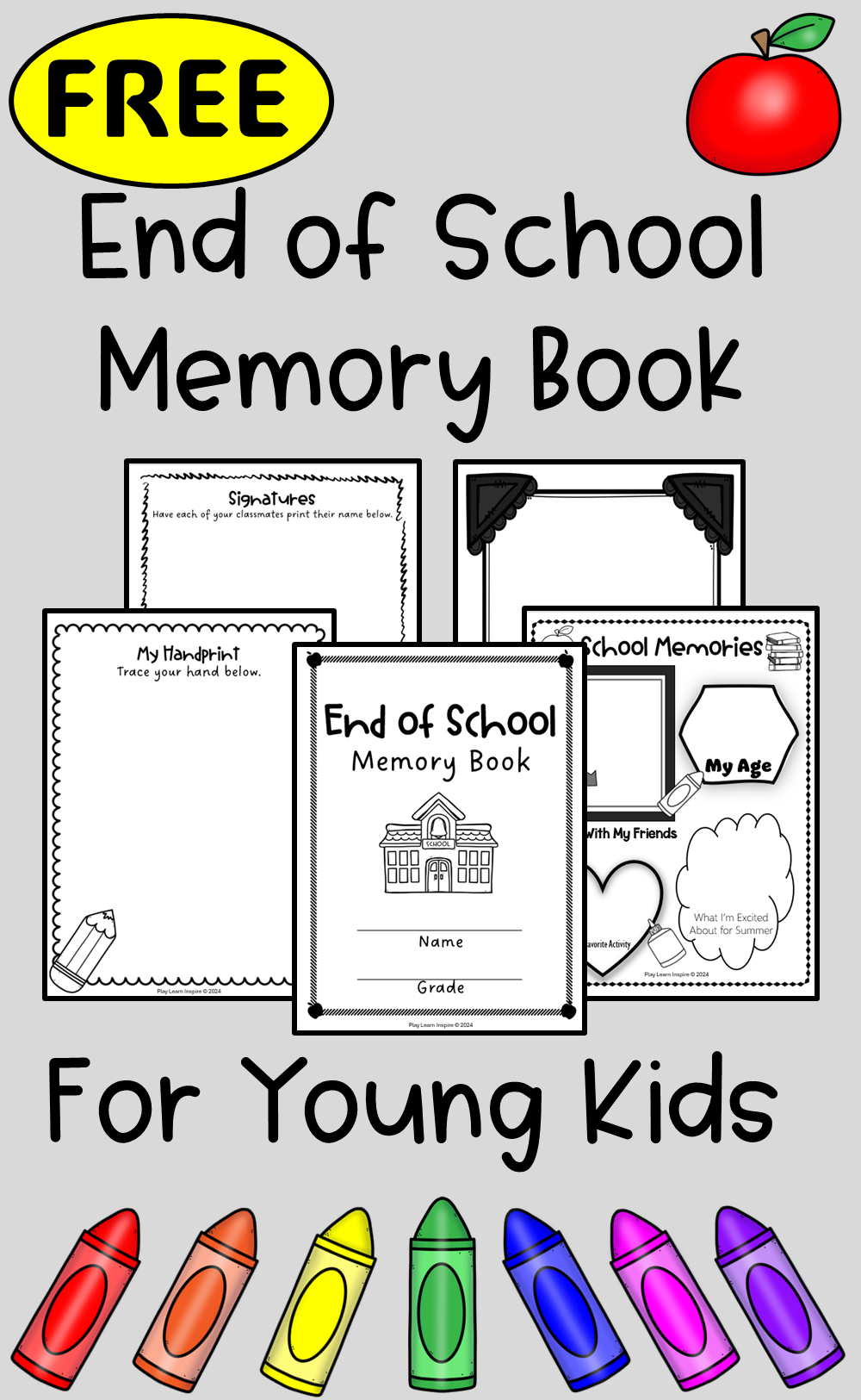 Free End of Year Memory Book for Kindergarten