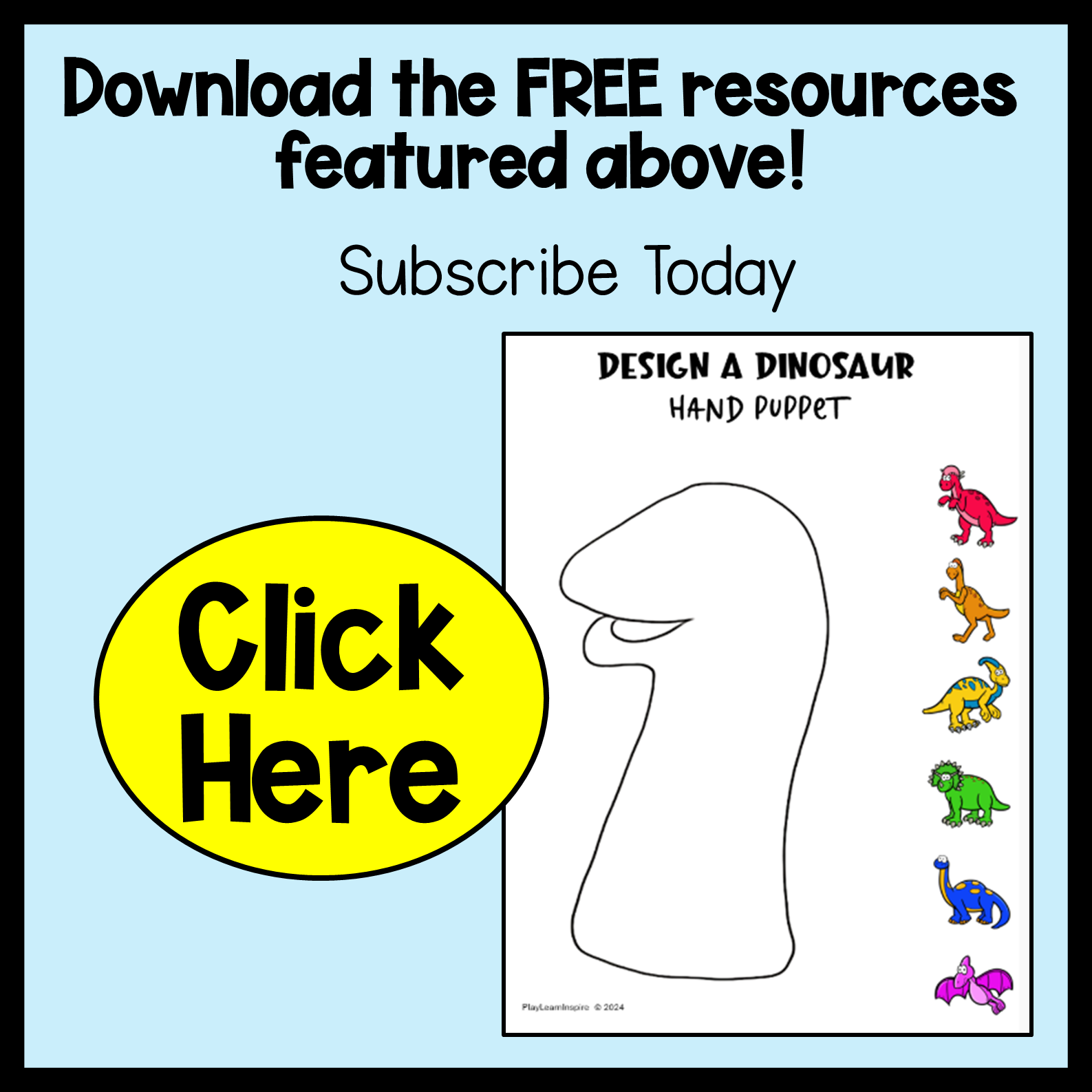 Dinosaur Craft for Kids Free Printable - Play Learn Inspire