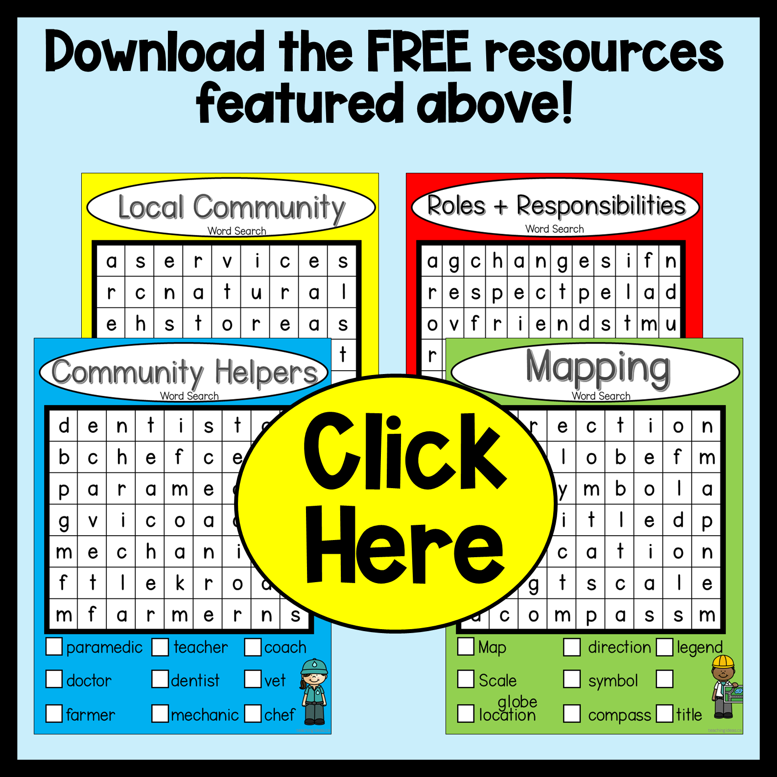 Free Social Studies Community Word Searches - Play Learn Inspire
