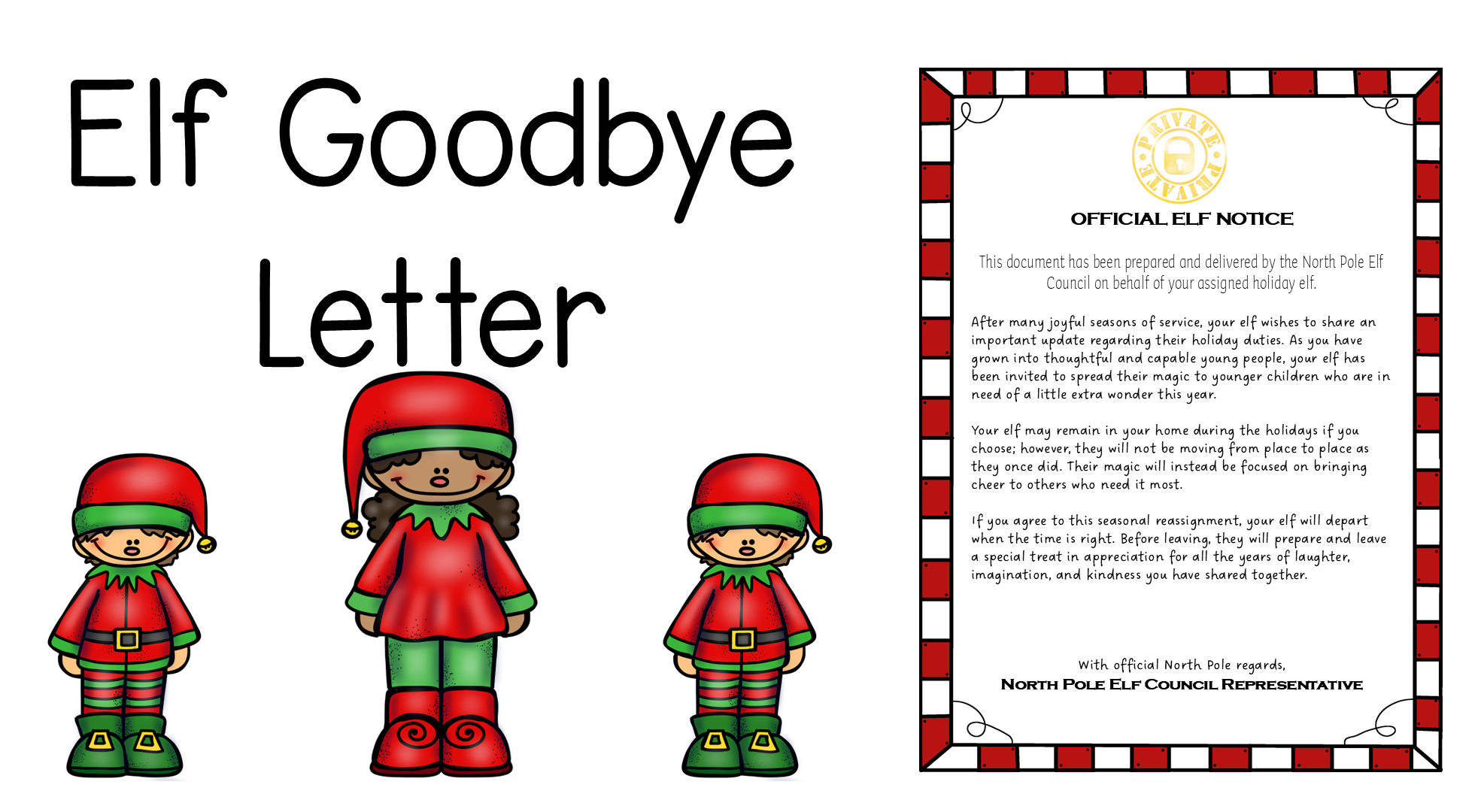 Free Elf Goodbye Letter - Play Learn Inspire